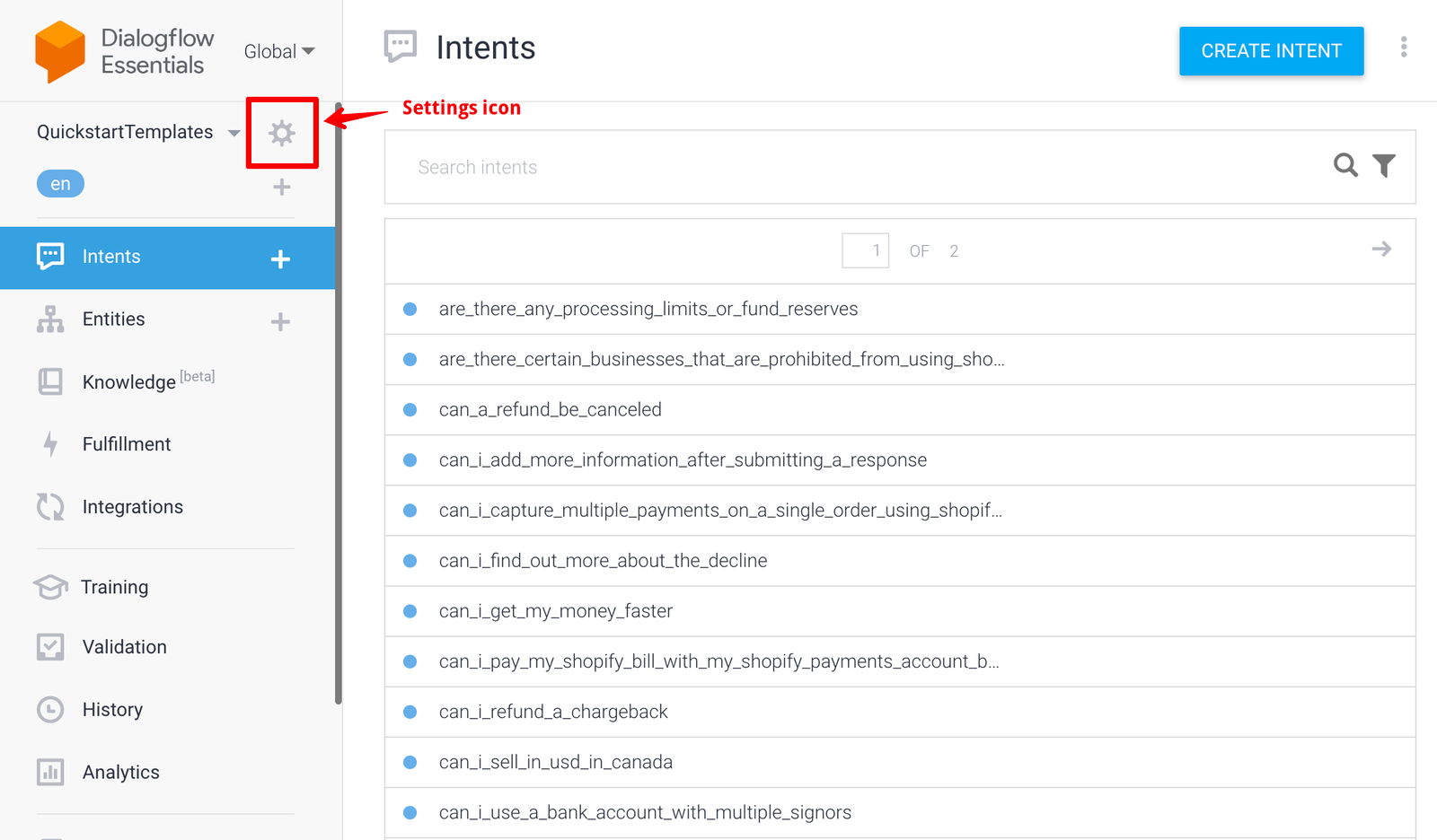 Dialogflow Settings Icon Botflo