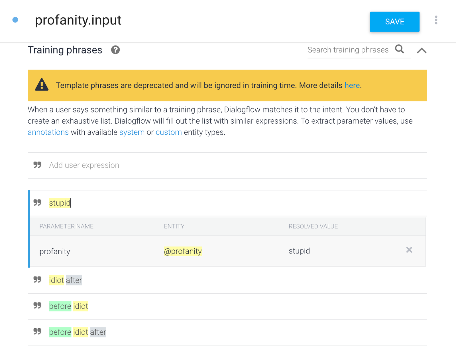 How to handle profanity inputs in Dialogflow ES – BotFlo